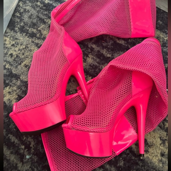 Shoes | Hot Pink Mesh Club Heels | Poshmark